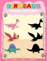 Dinosaur shadow matching game template Royalty Free Vector