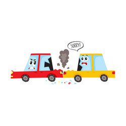 Flat cartoon car accident isolated Royalty Free Vector Image