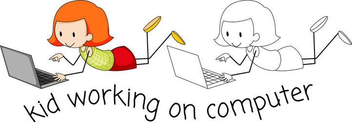 Girl Working on Computer Vector Images (over 21,000)