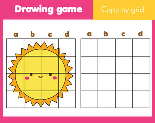 Grid copy worksheet educational children game Vector Image
