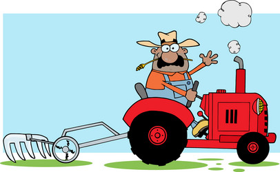Many farm animals riding tractor on white Vector Image