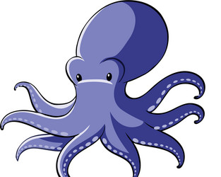 Cute blue octopus cartoon Royalty Free Vector Image