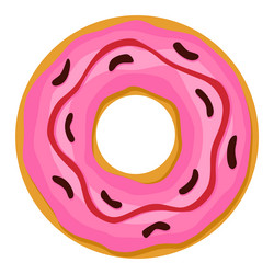 Donut top view sweet dessert into glaze for menu Vector Image