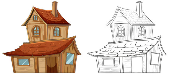 Two stages of a house sketch to color Royalty Free Vector