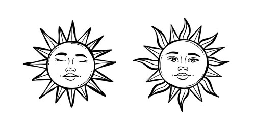 Sun frame hand drawn sunray doodle isolated clip Vector Image