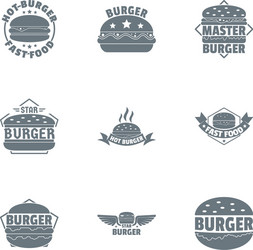 Cheeseburger logo set simple style Royalty Free Vector Image