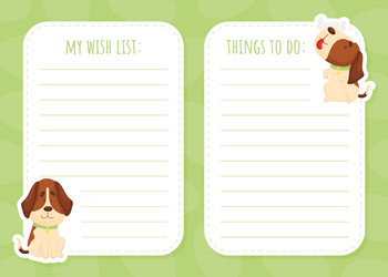 Cartoon beagle dog character note or reminder card