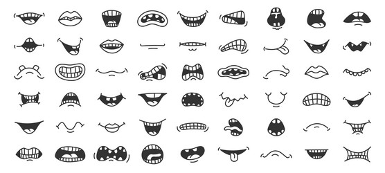 Mouth expression cartoon face emotion with open Vector Image