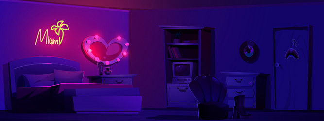 Teen girls bedroom at night Royalty Free Vector Image