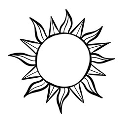 Sun frame hand drawn sunray doodle isolated clip Vector Image