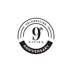 9th year anniversary emblem logo design template Vector Image
