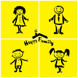 Happy family hand drawing Royalty Free Vector Image