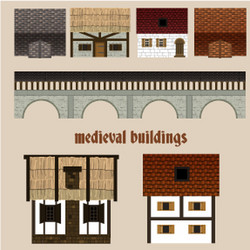 Medieval town houses Royalty Free Vector Image