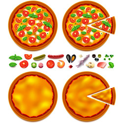 Pizza from different slices top view isolated Vector Image