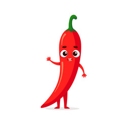 Funny cartoon chilli cute vegetable food isolated Vector Image
