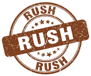 Rush brown grunge round vintage rubber stamp Vector Image