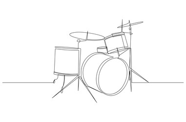 Continuous line drawing of drum instrument drum Vector Image