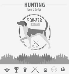 Hunting logo and badge template dog Royalty Free Vector