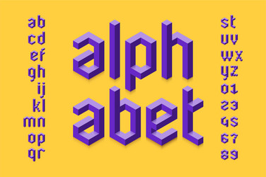 Isometric 3d outline font three-dimensional Vector Image