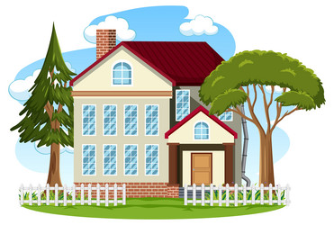 An isolated modern house exterior cartoon style Vector Image