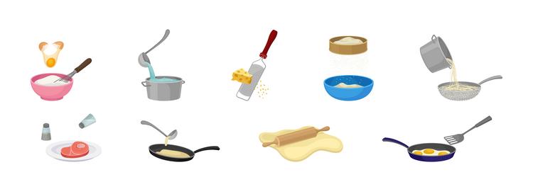 Pasta cooking process set boiling Royalty Free Vector Image