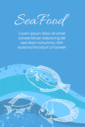 Seafood restaurant menu template hand drawn fish Vector Image