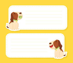 Cartoon beagle dog character note or reminder card