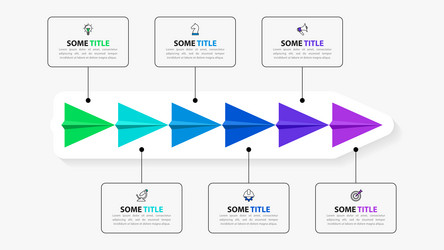 Infographic template 6 squares in a row Royalty Free Vector