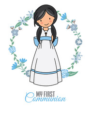 First holy communion cute little girl Royalty Free Vector