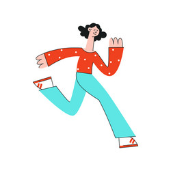 Stylized woman running with smile at face Vector Image
