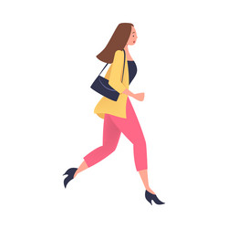 Woman character hurrying running fast feeling Vector Image