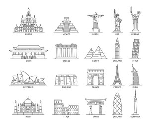 World monuments icons Royalty Free Vector Image