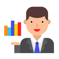 Decrease bar chart with sad businessman solid Vector Image