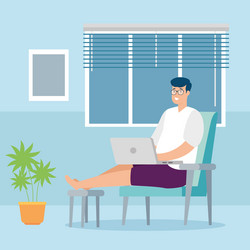 Man working in telecommuting sitting chair Vector Image