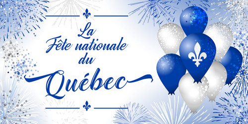 Quebec day french version banner with flags Vector Image