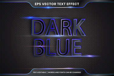 Text effect in 3d gold blue words font styles Vector Image
