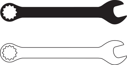 Spanner outline black and white drawing Royalty Free Vector