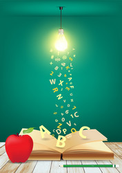 Book with flying letters art Royalty Free Vector Image