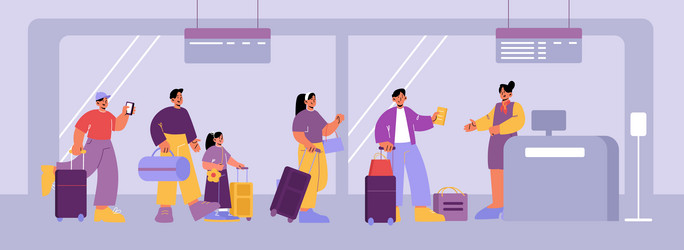 People queuing up in a long queue line Royalty Free Vector