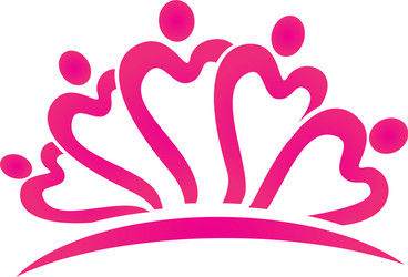 Pink heart holding hands icon logo Royalty Free Vector Image