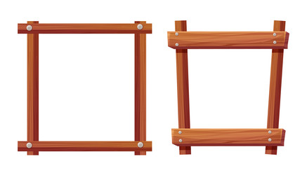 Wooden frame border from planks with nails wood Vector Image