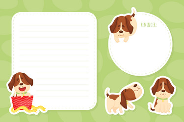 Cartoon beagle dog character note or reminder card