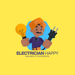 Electrician happy available at your service logo Vector Image