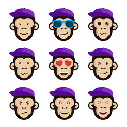 Monkey head color stickers Royalty Free Vector Image