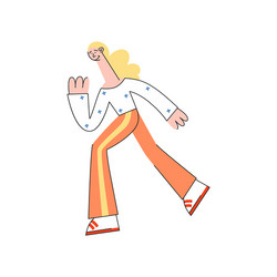 Stylized woman running with smile at face Vector Image
