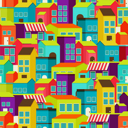 Seamless pattern with small town Royalty Free Vector Image