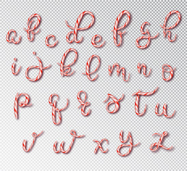 Christmas candy cane lettering font set Royalty Free Vector