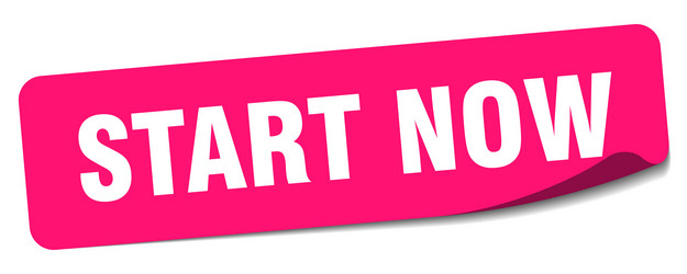 Start now sticker start now label Royalty Free Vector Image