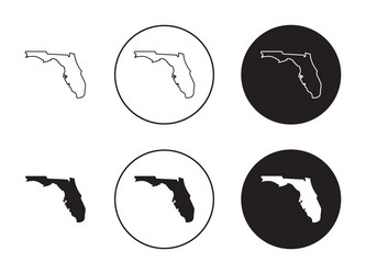 Florida map icon set miami state cutout Royalty Free Vector