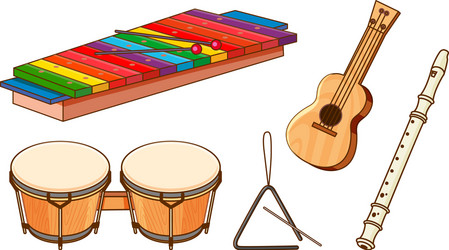 Isolated set musical instruments Royalty Free Vector Image